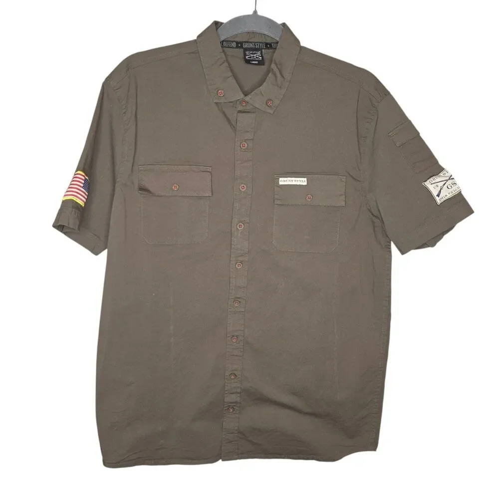 Grunt Style | Shirts | Grunt Style Mens Garage Short Sleeve Button Down ...